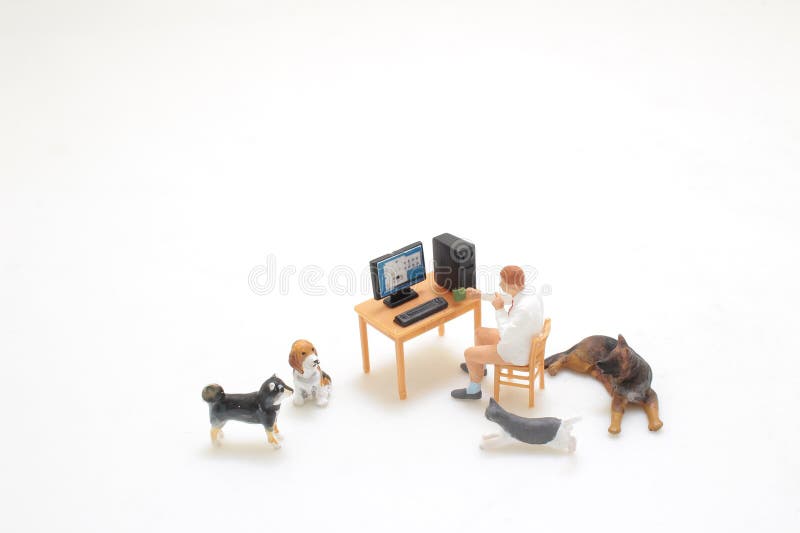 Mini of Figure Work from Home with Pet Stock Image - Image of ecommerce ...