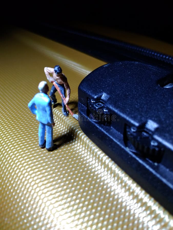 Mini Figure Worker Crack Combination Key of Luggage Stock Image - Image ...