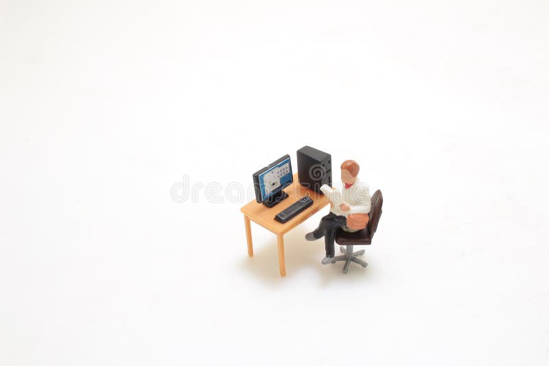 The Mini Figure are Working with Computer Stock Image - Image of school ...