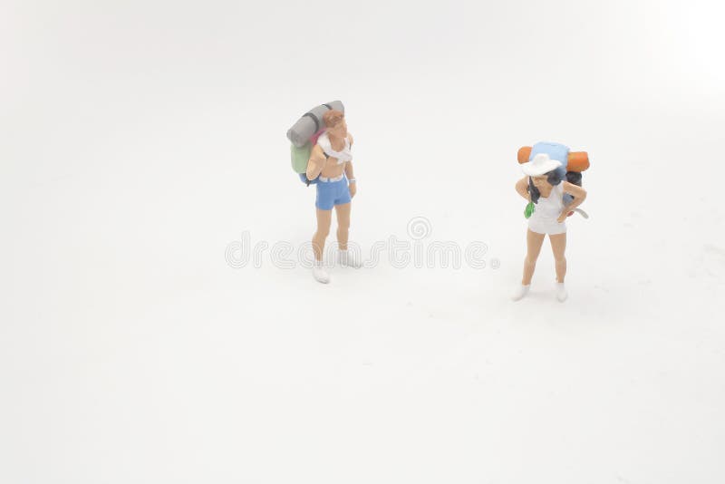 A Mini Figures with Backpack at Board Stock Photo - Image of backpack ...
