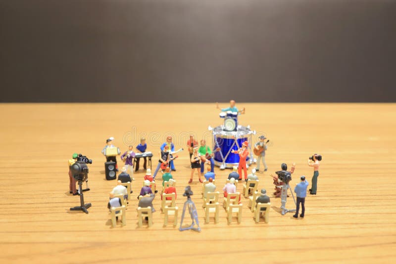 A Mini of Figures Music Band on Show Stock Image - Image of backstage ...