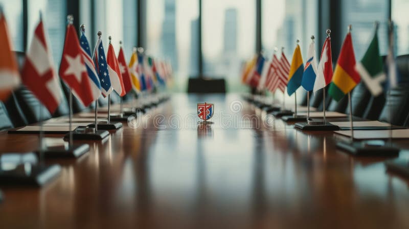 Flags Representing Countries at an International Conference on ...