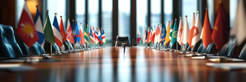 Flags Representing Countries at an International Conference on ...