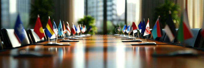 Mini Flags Representing Various Countries Arranged Symmetrically on a ...