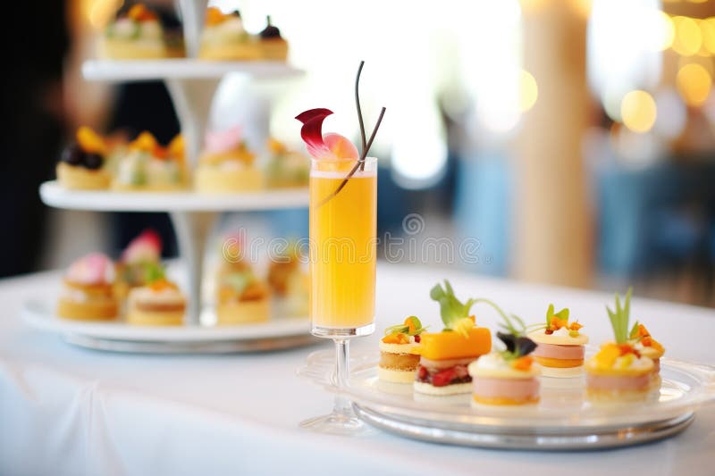 Mini Flans on a Dessert Tower for a Catering Setting Stock Photo ...