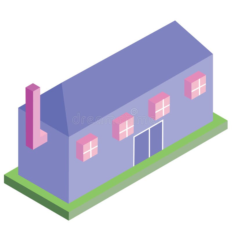 Flat Isometric Mini Buildings Design Stock Illustration - Illustration ...