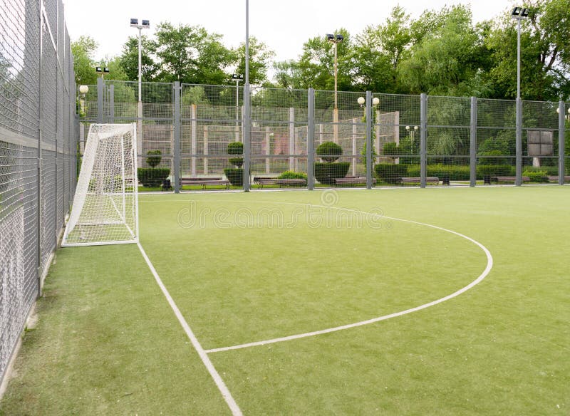 Mini Football Goal on an Artificial Grass. Stock Photo - Image of ...