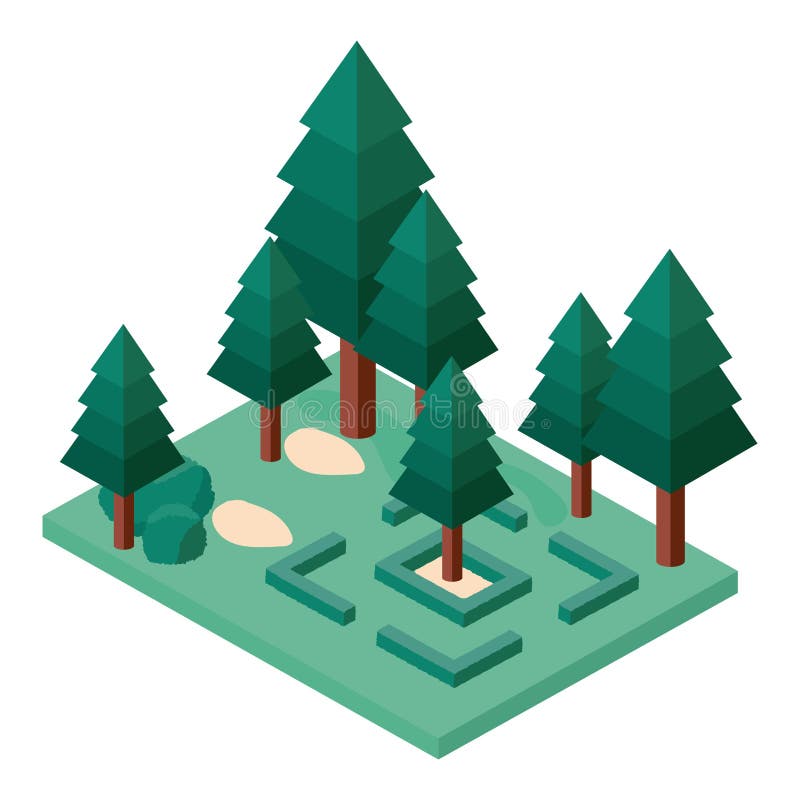 Mini Forest Trees Isometric Icons Stock Vector - Illustration of ...