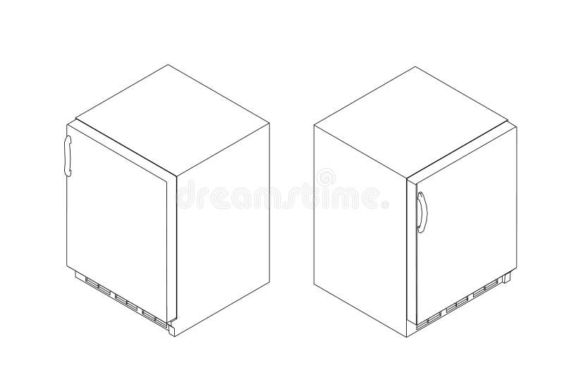 Mini Freezer. Vector Outline Illustration Stock Vector - Illustration ...