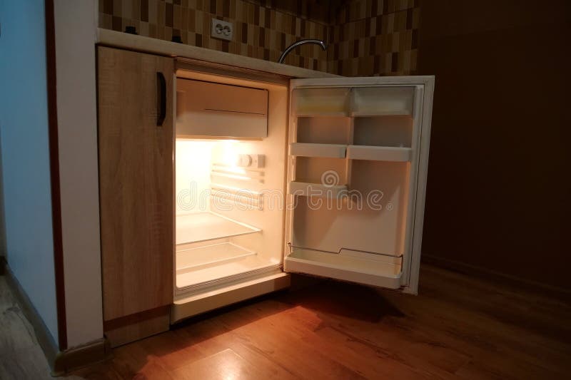 Mini Fridge with Open Door in Kitchen Stock Image - Image of home ...