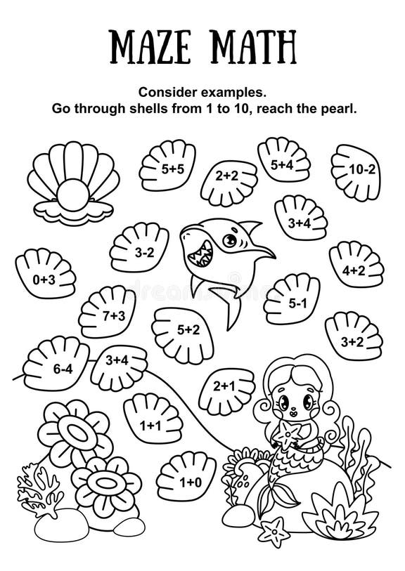 Mini-game for Children. Math Maze. Solve Math Example, Go through the ...