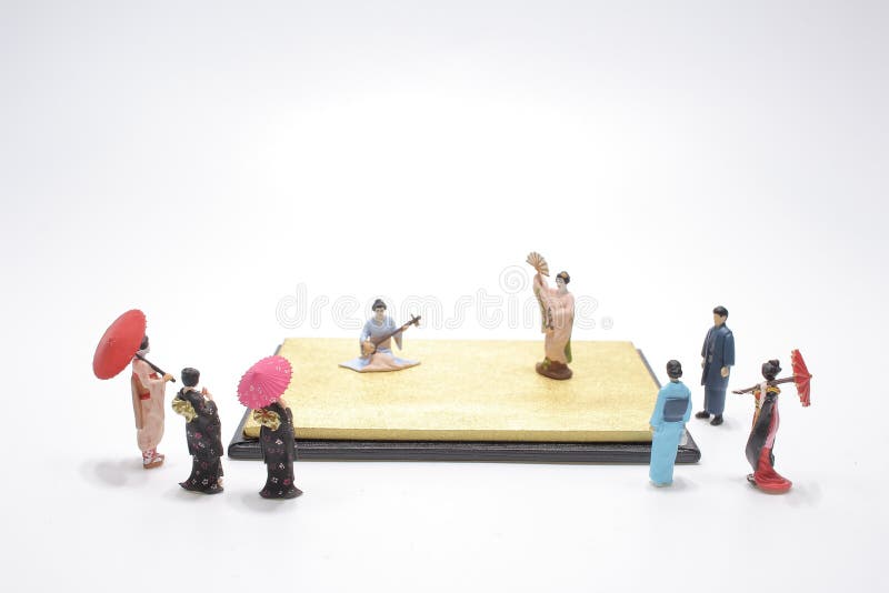 A Mini Geisha Figures are Showing Tradition Dance Show in Tea Ceremony ...