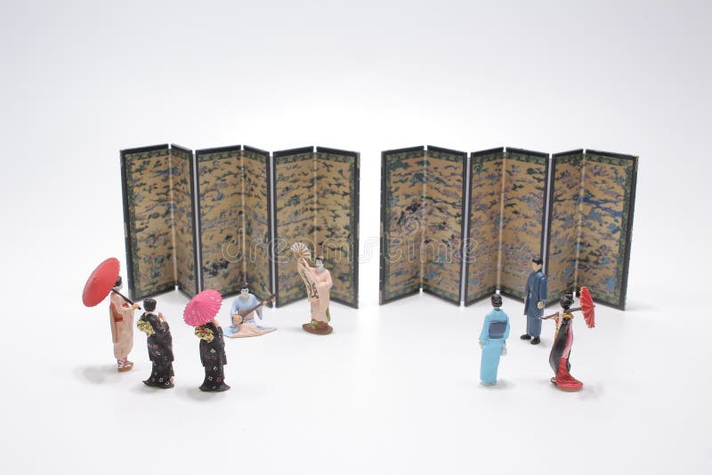 A Mini Geisha Figures are Showing Tradition Dance Show in Tea Ceremony ...