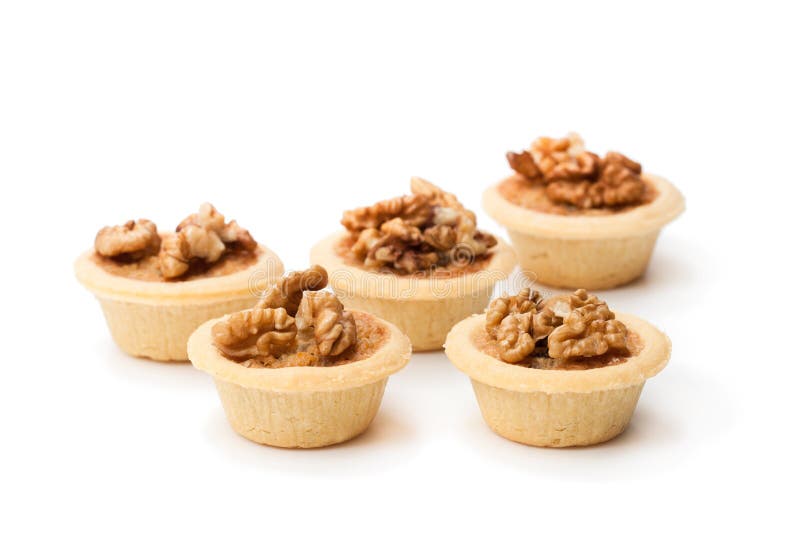 Mini Ginger and Walnut Tarts Isolated on White Stock Image - Image of ...