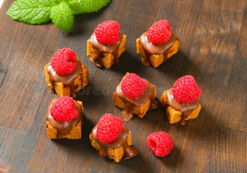 Mini Gingerbread Squares with Melted Chocolate Stock Image - Image of ...