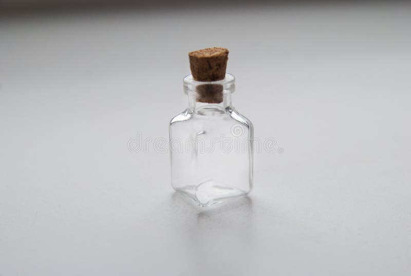 Mini Glass Bottle Different Forms with Cork Stopper on White Background ...