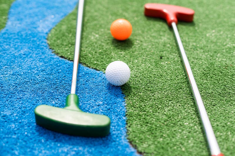Mini Golf Ball on Artificial Grass Stock Image - Image of view, mini ...