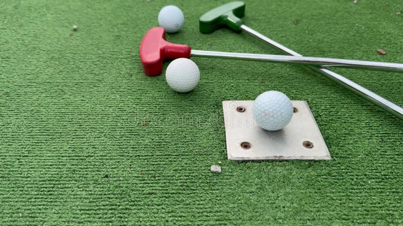 Mini-golf Ball on Artificial Grass. Summer Season Game Stock Video ...