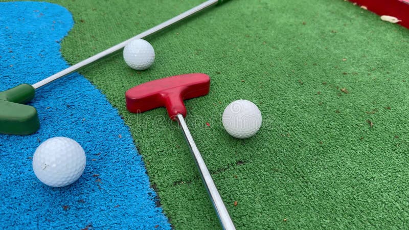 Mini-golf Ball on Artificial Grass. Summer Season Game Stock Video ...