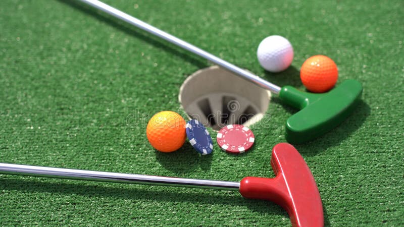 Mini-golf Ball on Artificial Grass. Summer Season Game Stock Video ...