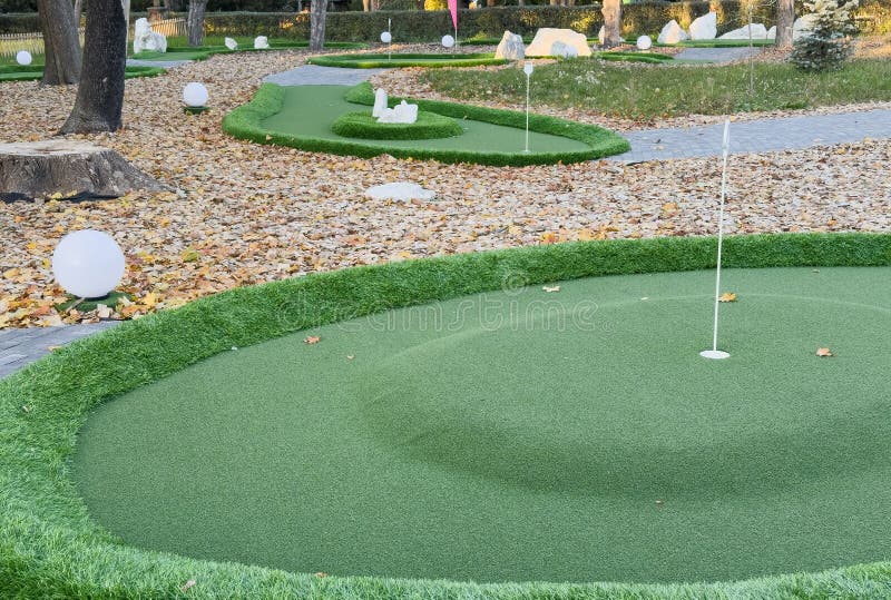 Mini Golf Course Close Up Green Artificial Grass Miniature Stock Photos ...