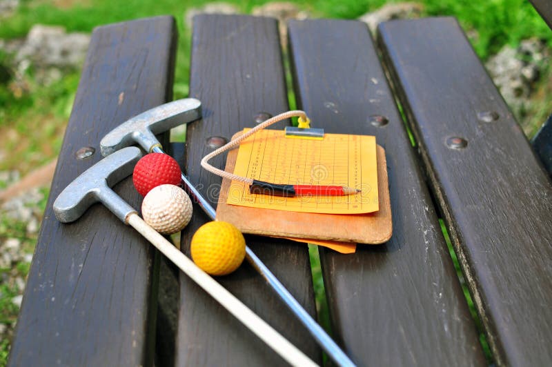 Mini golf equipment stock image. Image of leisure, close - 60579175