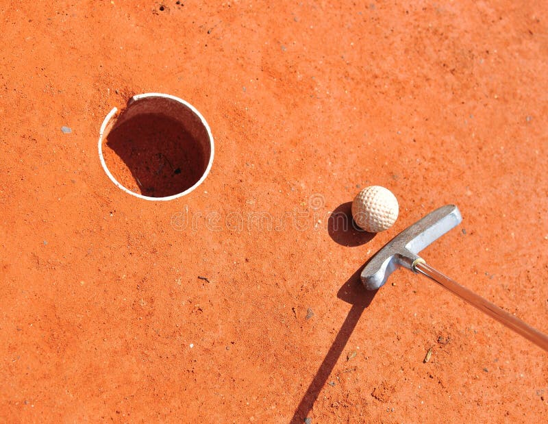 Mini Golf Scene, Stick and Ball Stock Image - Image of activity, person ...