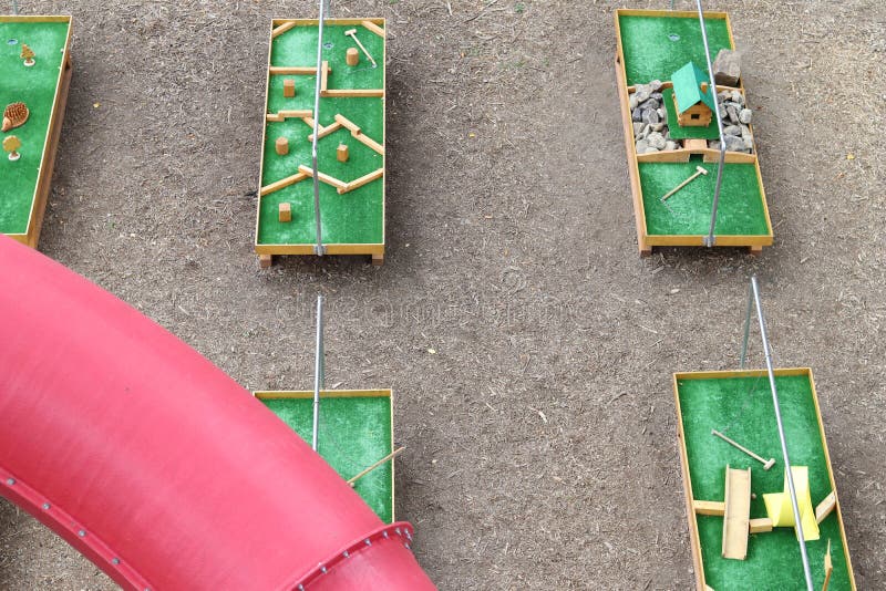 Mini golf playing tables stock image. Image of hobby - 204588453