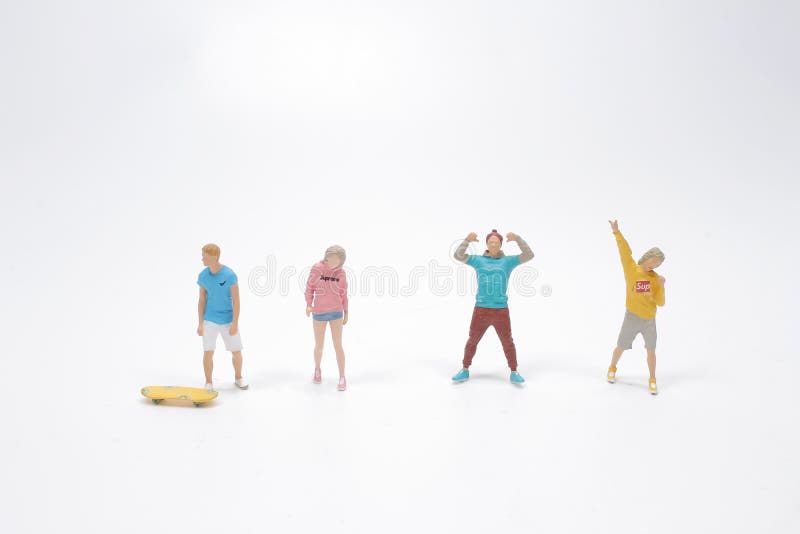 A Mini of Group Figure Enjoying the Relaxation Stock Image - Image of ...