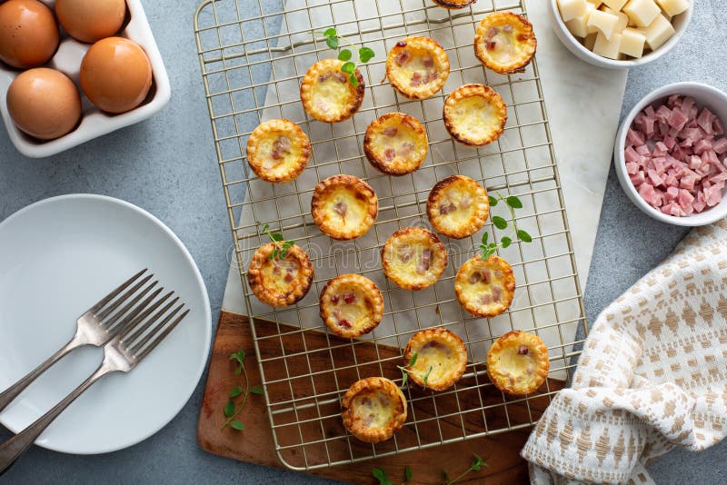 Mini Ham and Cheese Quiches Stock Photo - Image of cooking, gourmet ...