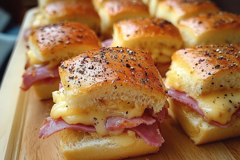 Mini Ham and Cheese Sliders with Mustard Stock Illustration ...
