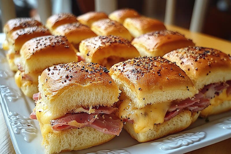 Mini Ham and Cheese Sliders with Mustard Stock Illustration ...