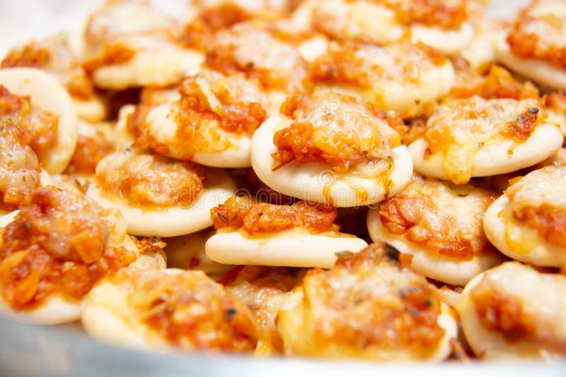 Mini Ham Pizza Cheese on Top Stock Photo - Image of bread, pastry ...