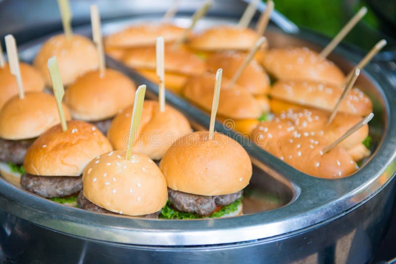 Mini Hamburger Buns with Beef Stock Photo - Image of delicious, gourmet ...