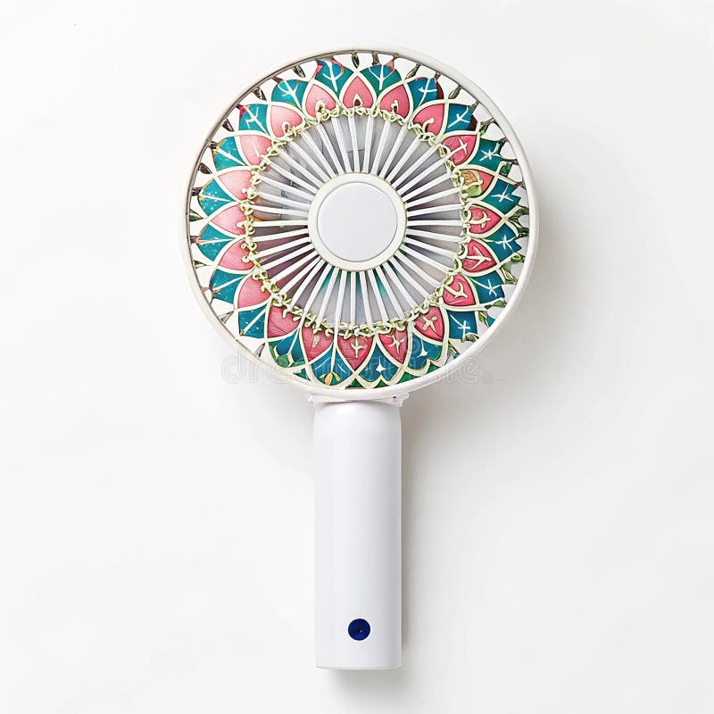 Mini Handheld Fan on White Background Stock Illustration - Illustration ...