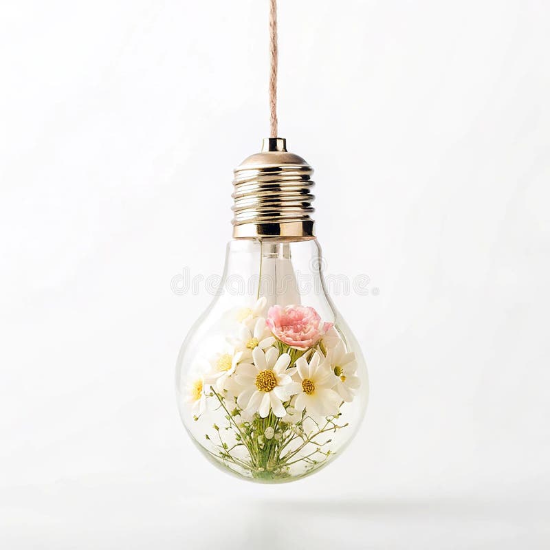 Mini Hanging Lightbulb Prop with Floral Insert Stock Illustration ...