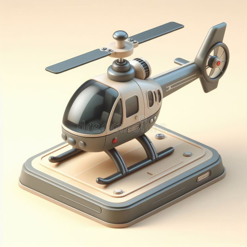 Mini Helicopter. 3D Cute Minimalistic Illustration on a Light ...
