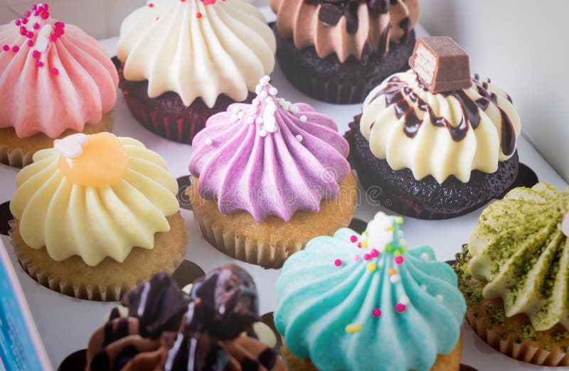 Mini Holidays Fancy Colorful Cupcake in a Box Stock Image - Image of ...