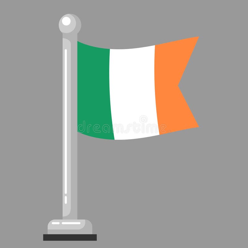 Mini Icon of Ireland Flag Waving on a Flagpole, Isolated on Gray ...