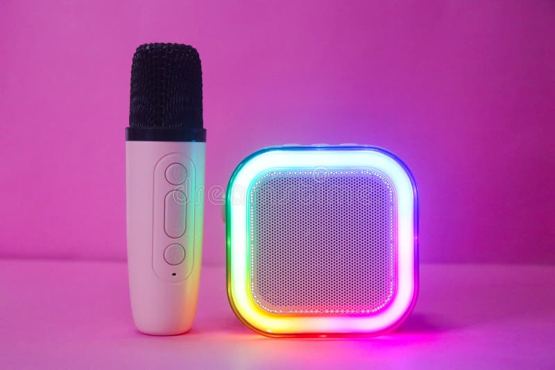 Mini Karaoke Led Bluetooth Speaker with Mini Mic Stock Image - Image of ...