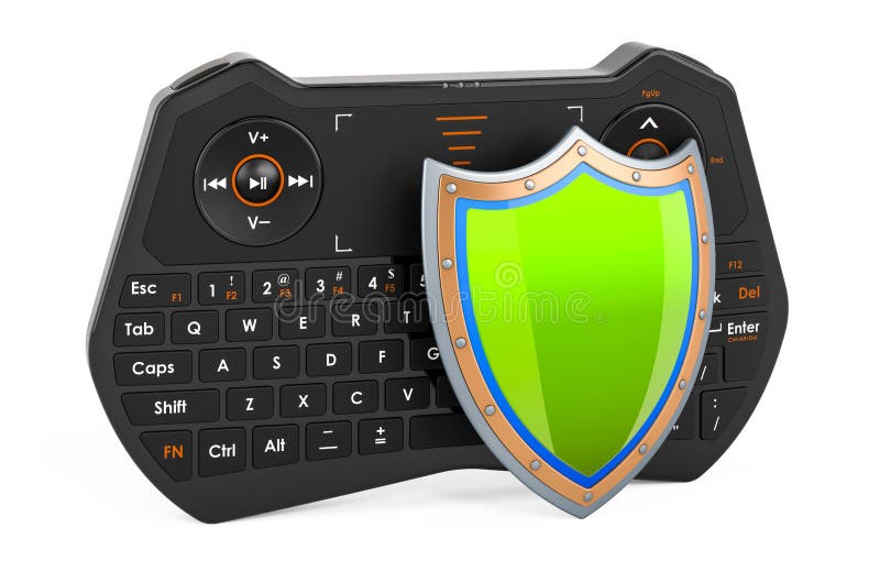 Mini Keyboard with Shield, 3D Rendering Stock Illustration ...