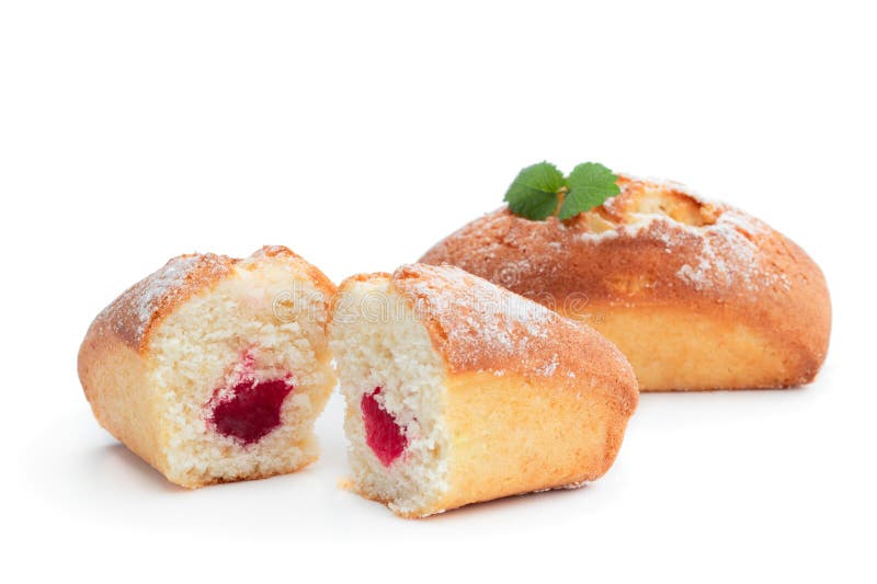 Mini Loaf Cakes Stuffed with Jam Isolated on White Background Stock ...