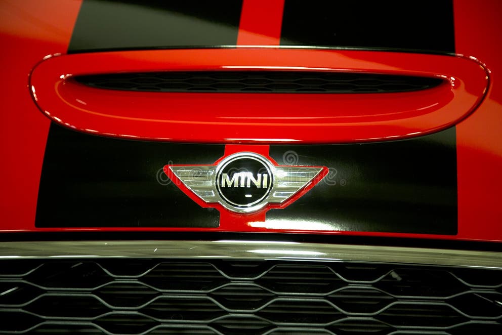 MINI logo on red car editorial photography. Image of speed - 68601607