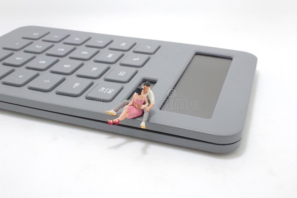 The Mini Lover with the Calculator, Business Concept Stock Image ...