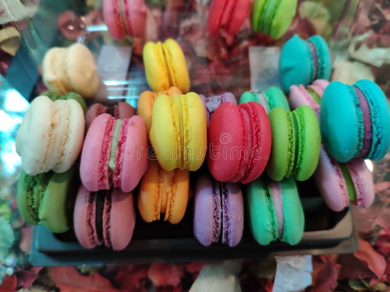 Mini macaroons stock image. Image of dessert, full, mini - 143494649