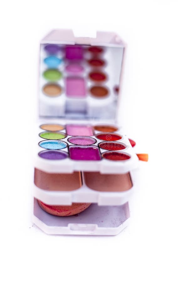 Mini Make Up Kit or Box Isolated on White. Stock Image - Image of ...