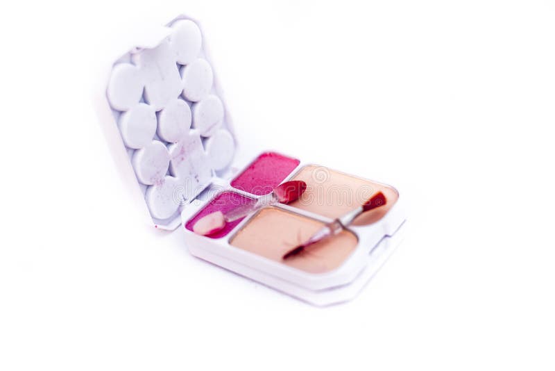 Mini Make Up Kit or Box Isolated on White. Stock Photo - Image of ...