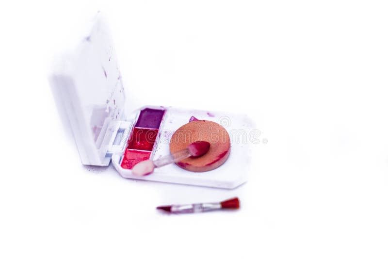 Mini Make Up Kit or Box Isolated on White. Stock Photo - Image of ...