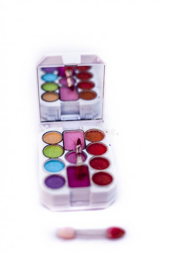 Mini Make Up Kit or Box Isolated on White. Stock Photo - Image of ...