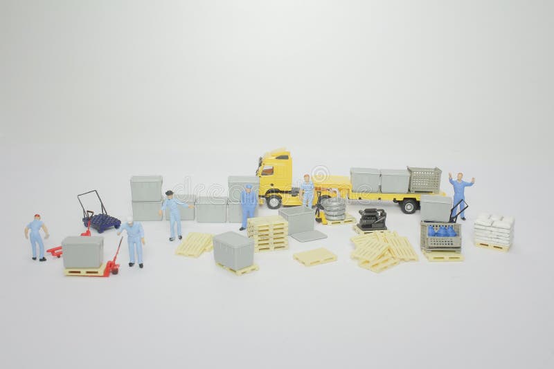 Mini Man Worker Figure Using a Trolley Stock Image - Image of driver ...